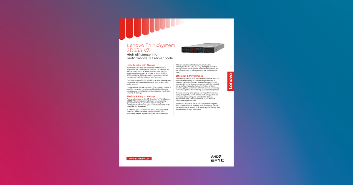 Lenovo Thinksystem Sd535 V3 Datasheet Lenovo Press