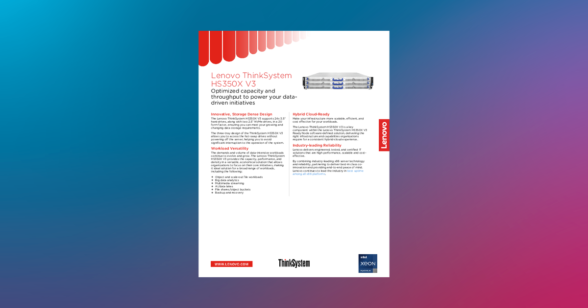 Lenovo Thinksystem Hs350x V3 Datasheet Lenovo Press