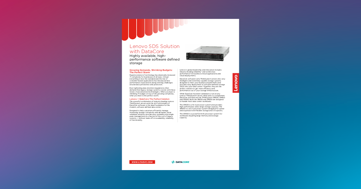 Lenovo SDS Solution with DataCore Datasheet (withdrawn product ...